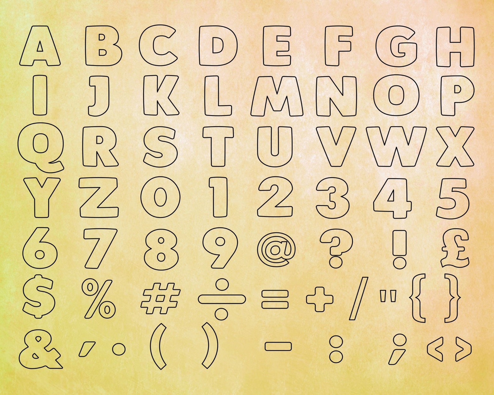 OUTLINE LETTERS and Numbers SVG, Png, Eps and Pdf Files,outline Font ...