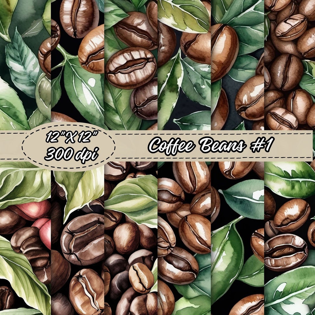 Watercolor Coffee Bean Inspired Digital Paper Pack, Printable Coffee ...