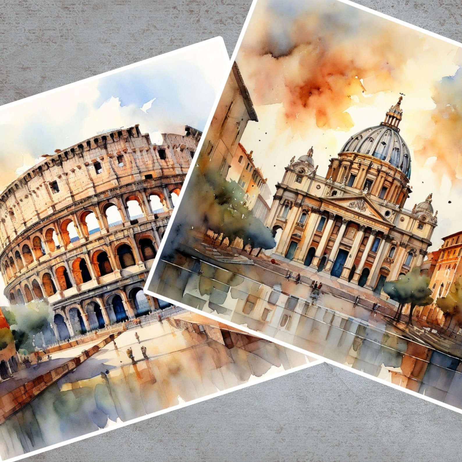 Watercolor Rome Digital Paper Pack, Ancient Rome Digital Scrapbooking ...