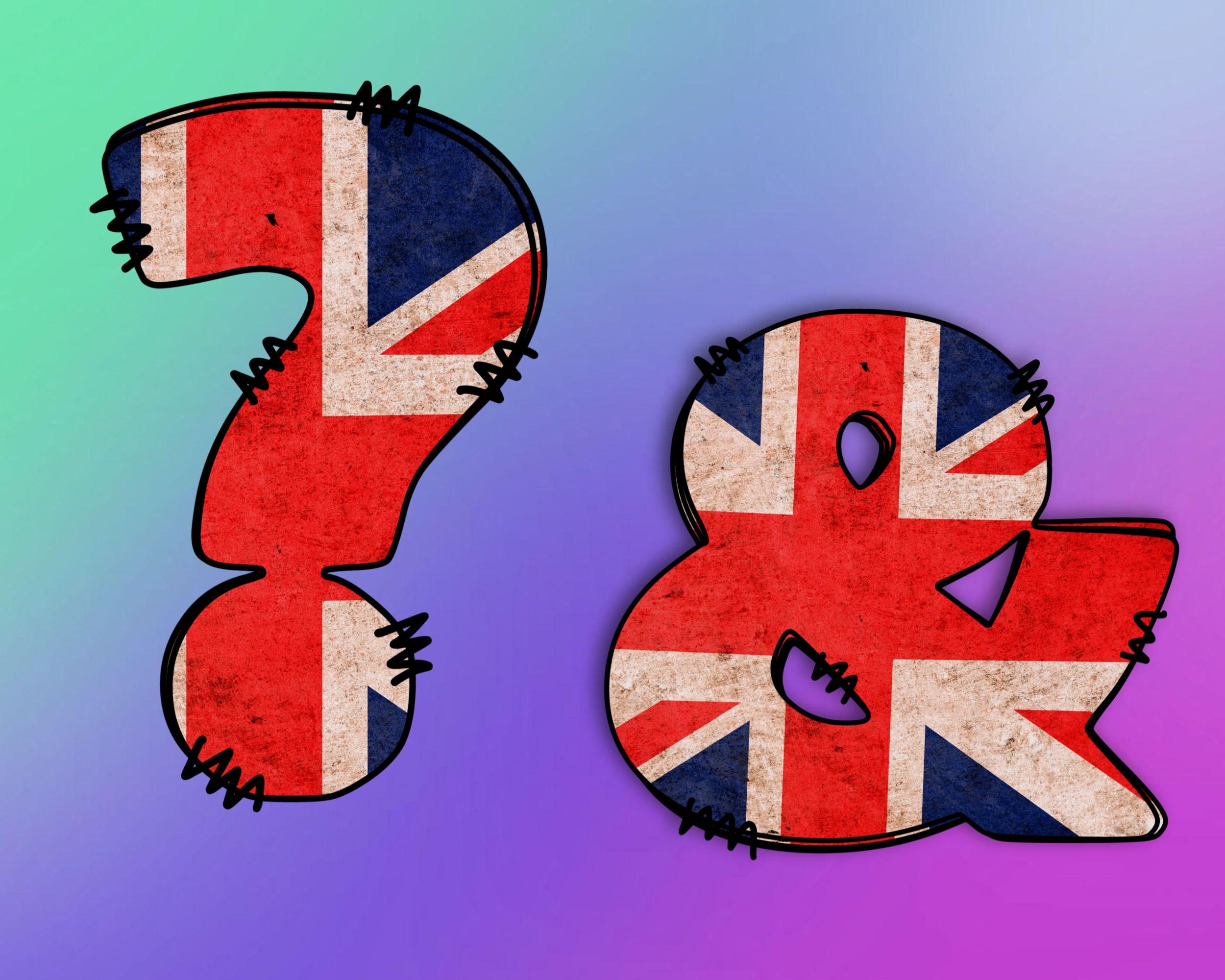 United Kingdom Flag Doodle Letters , Vintage United Kingdom Flag ...