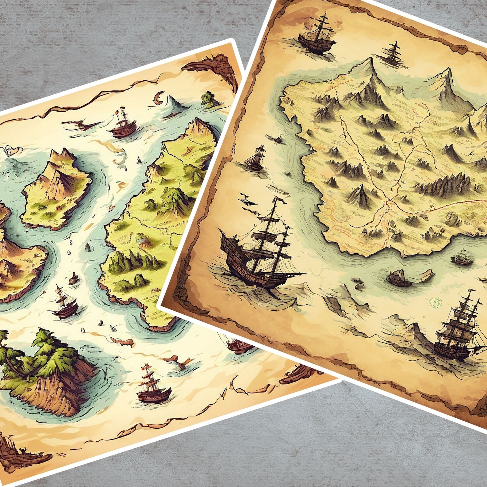 Vintage Treasure JPG Bundle,watercolor Treasure Map Scrapbook Paper ...