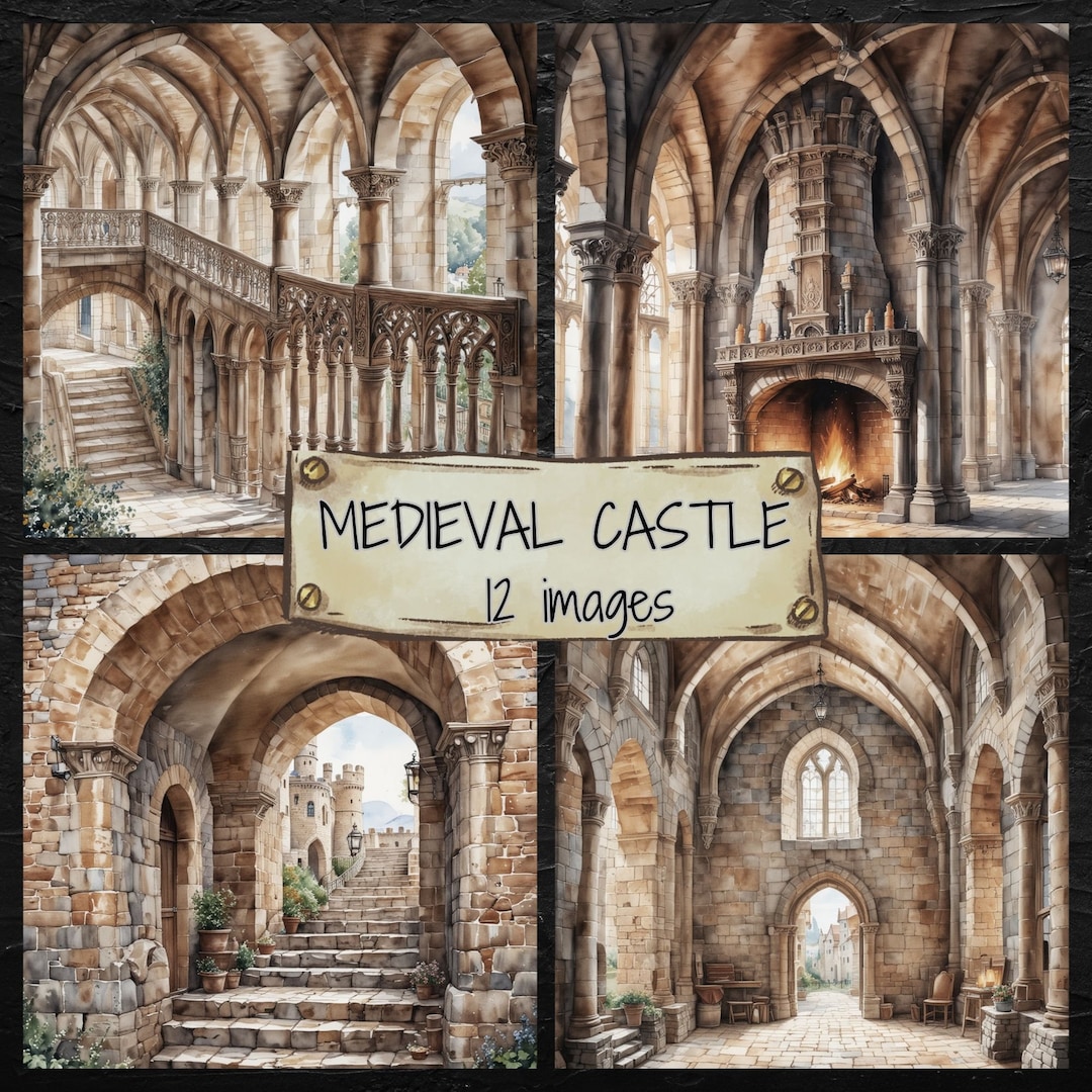 Medieval Castle Clip Art Set, Digital Scrapbooking Papers, Ancient ...