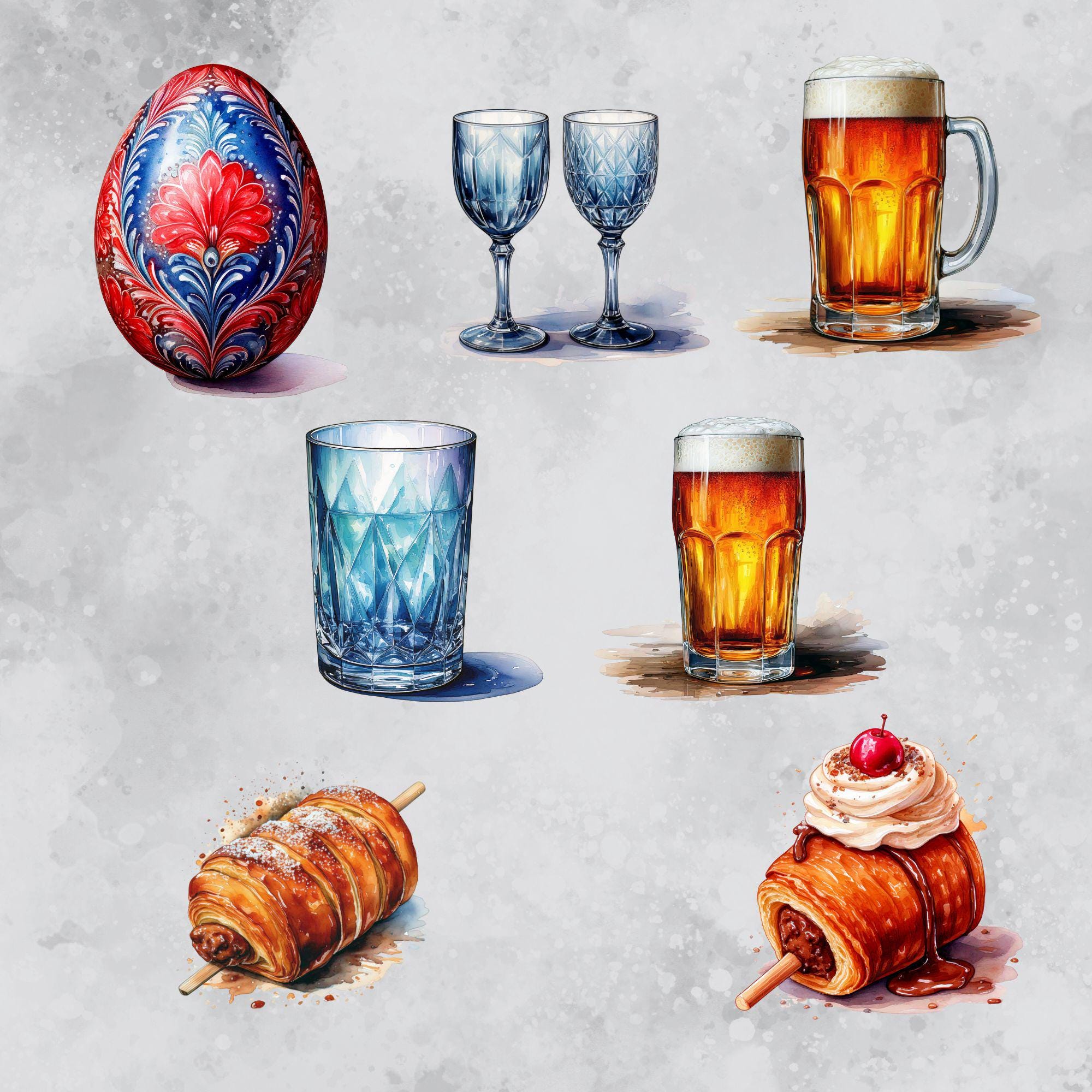 Watercolor Prague Clip Art Bundle | Vintage Cityscape Illustrations ...