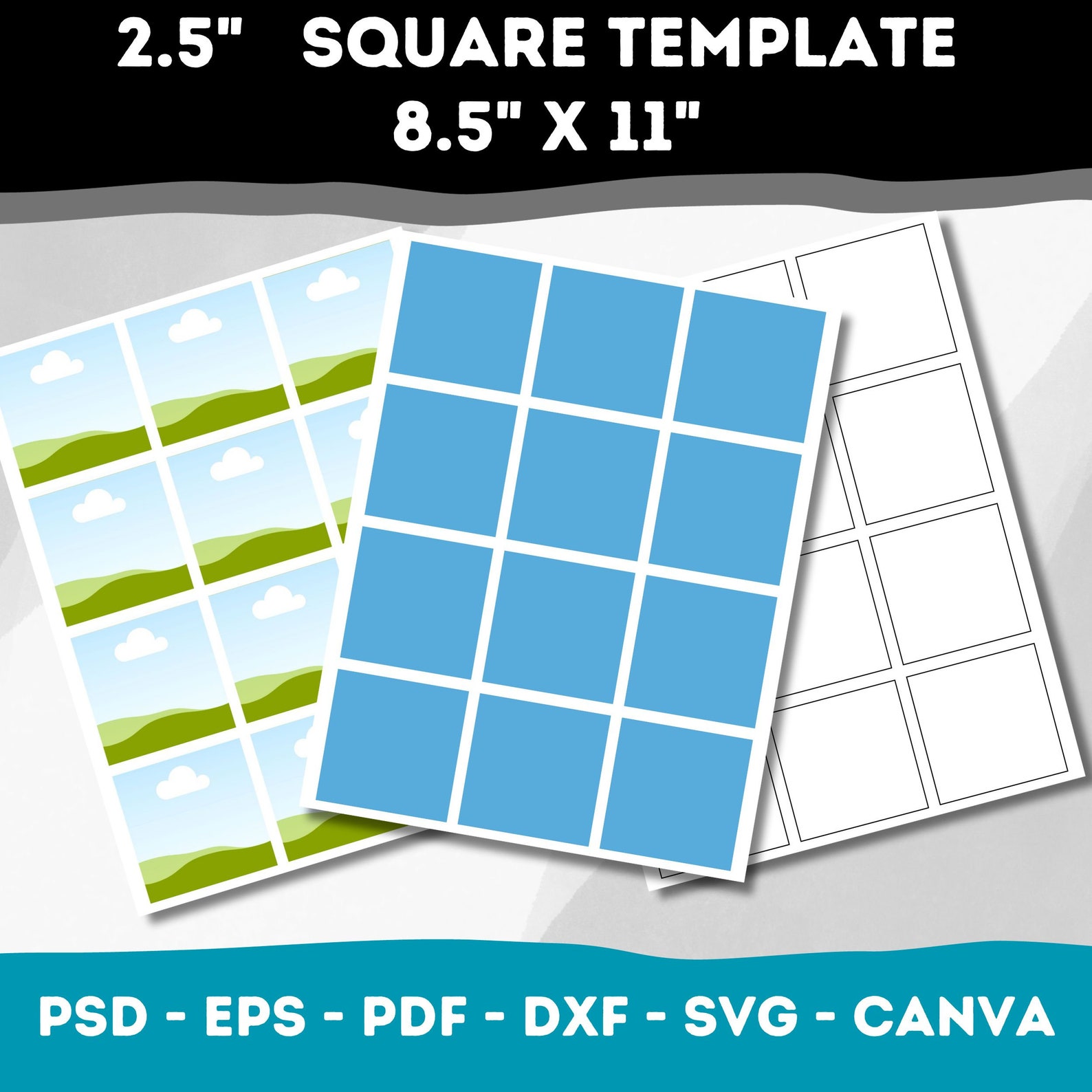 2.5 Inch Square Template, 2.5" Template in Psd, Eps, Pdf, Dxf and Canva ...