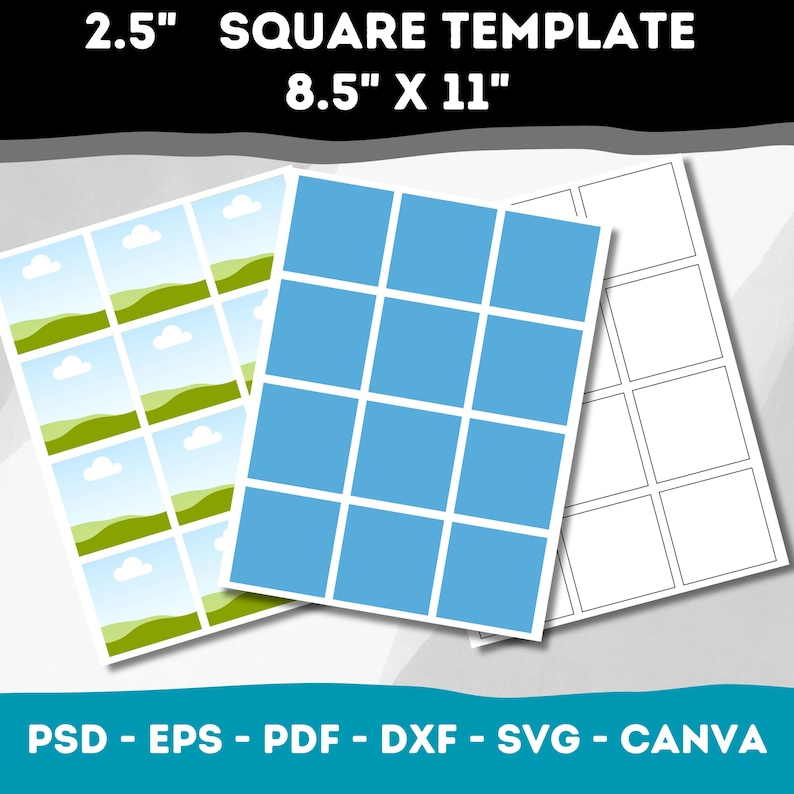 2.5 Inch Square Template, 2.5" Template in Psd, Eps, Pdf, Dxf and Canva ...