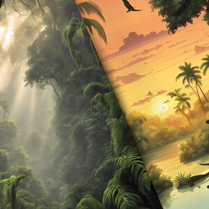 Jungle Paradise Digital Paper Pack, Tropical Forest Pattern ,nature ...