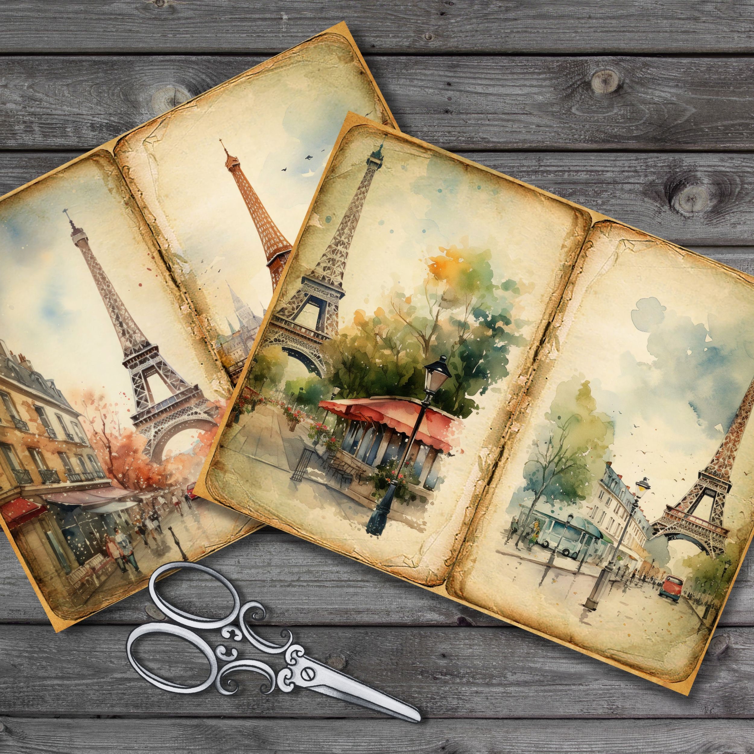 Vintage Paris Themed Junk Journal Pages Kit Eiffel Tower Journal for ...