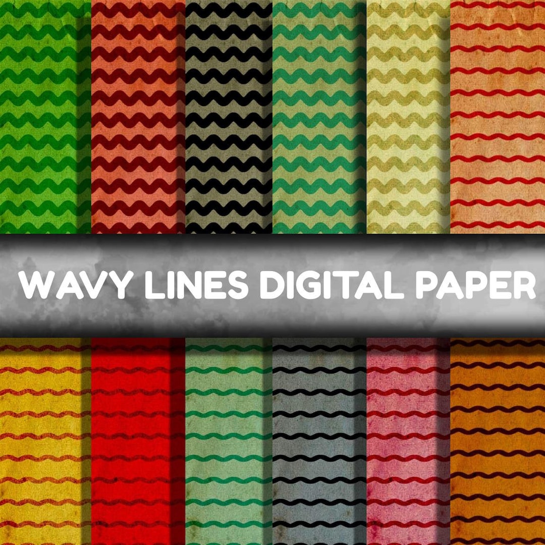 Wavy Lines Digital Papers - Grungy Texture Wavy Lines Background ...