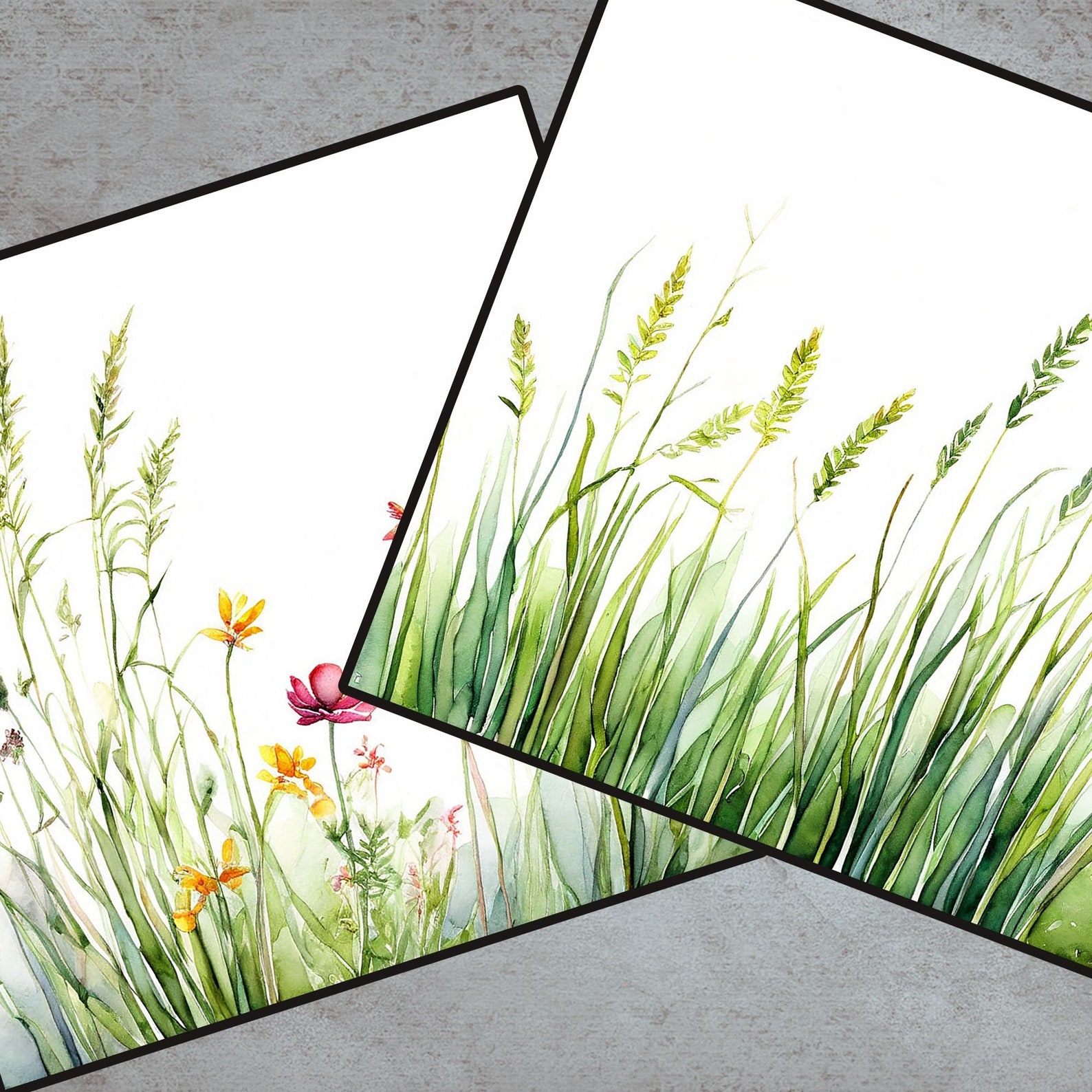 Watercolor Grass JPG Bundle, Lush Grass Scrapbook Paper, Long Grass ...