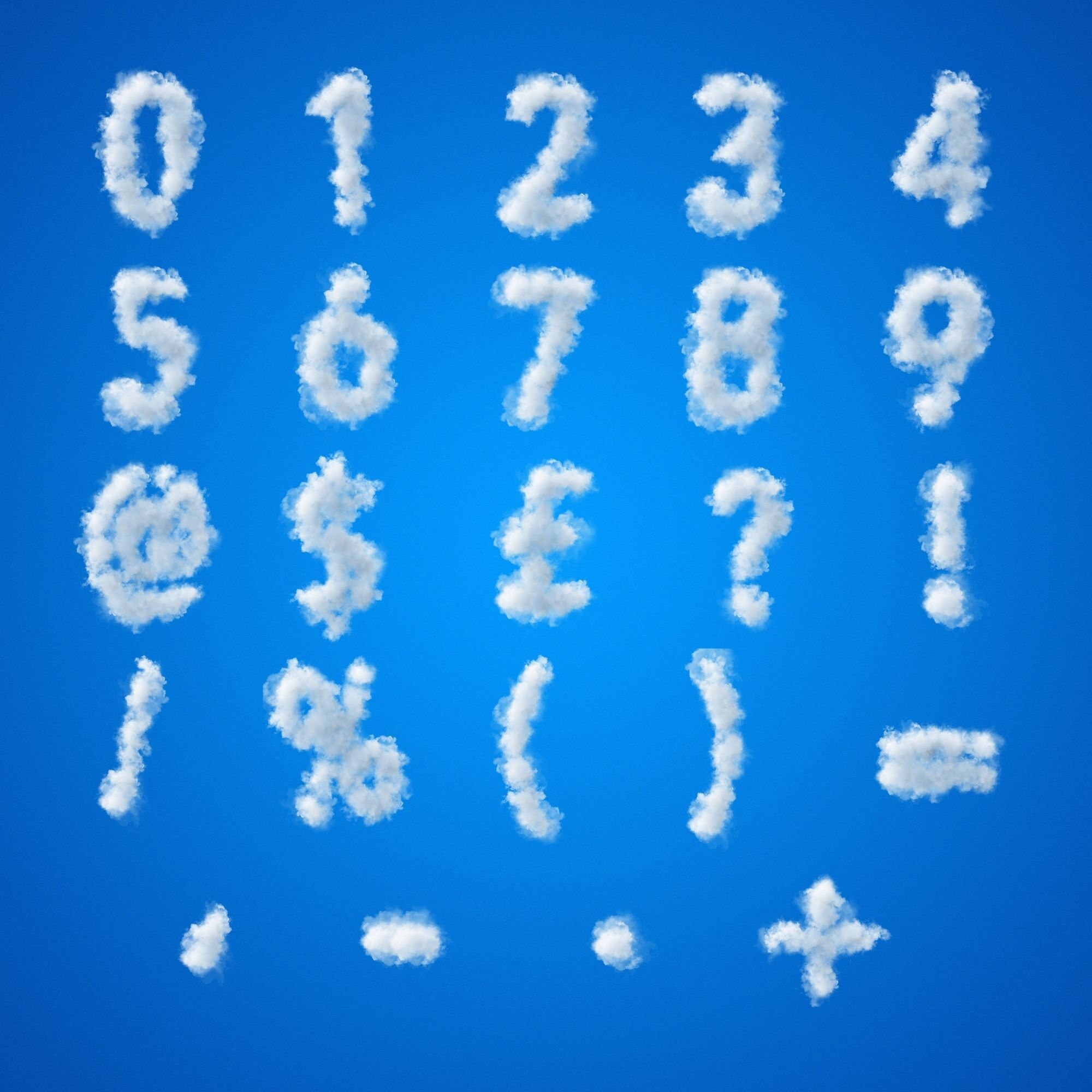 Clouds Alphabet Letters Clip Art Set, SVG, PNG, PDF Clip Art Bundle ...