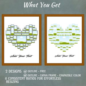 Editable Canva Love Heart Photo Collage Template,customizable Digital ...