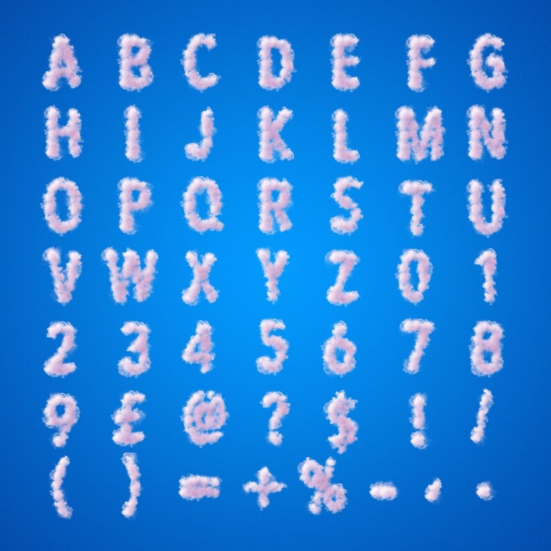 Pink Clouds Alphabet Letters Clip Art Set, SVG, PNG Clip Art Bundle ...