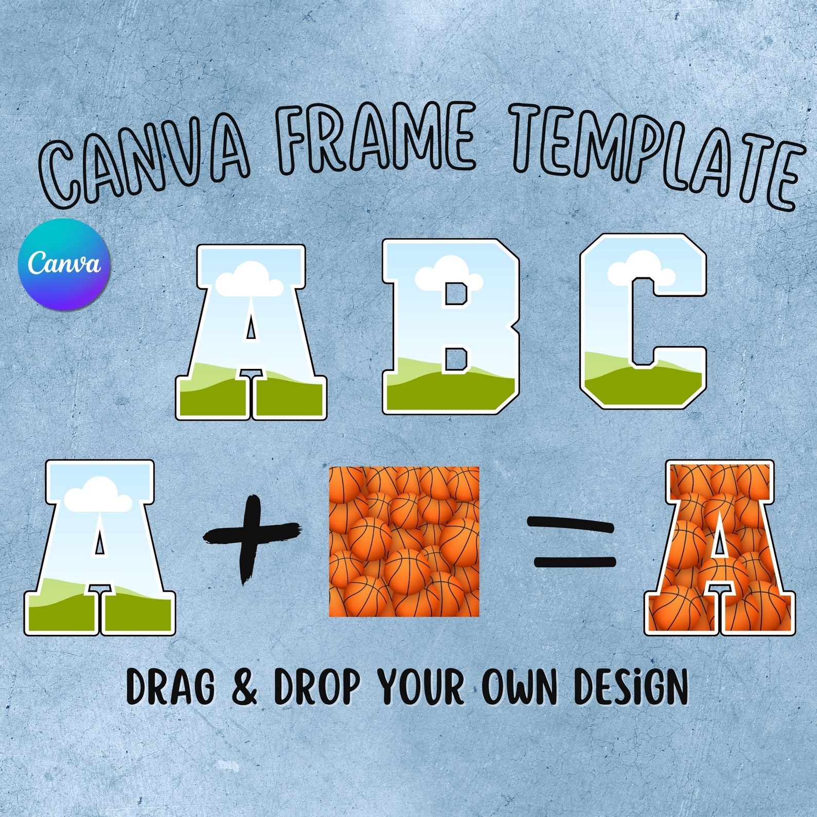 Editable Canva Frame Varsity Alphabet Template , Frame Sports Digital ...