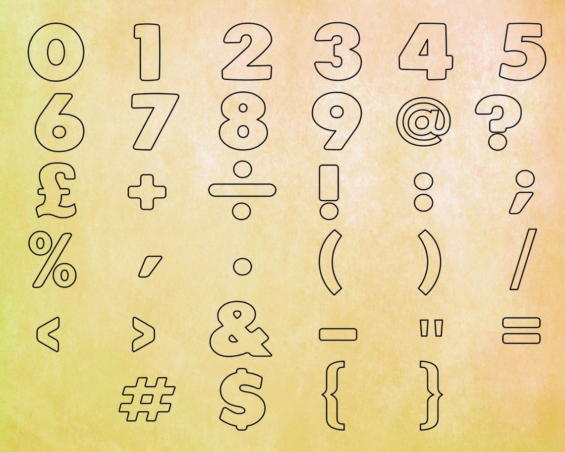 OUTLINE LETTERS and Numbers SVG, Png, Eps and Pdf Files,outline Font ...