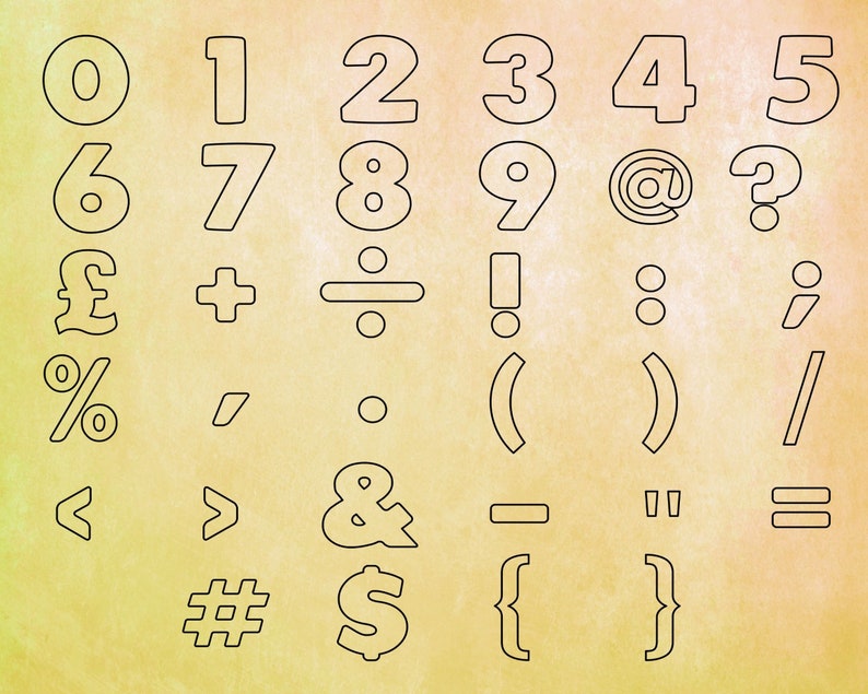 OUTLINE LETTERS and Numbers SVG, Png, Eps and Pdf Files,outline Font ...