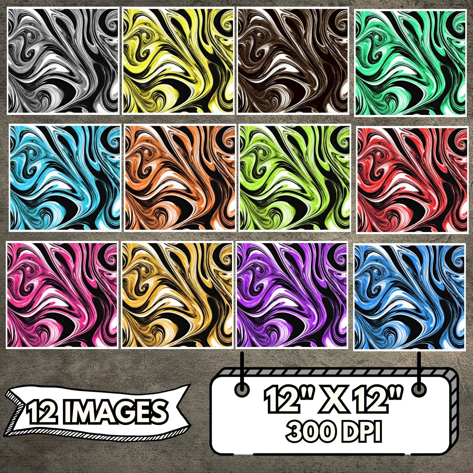 Colorful Swirls Digital Paper, Abstract Texture Backgrounds, Marble ...
