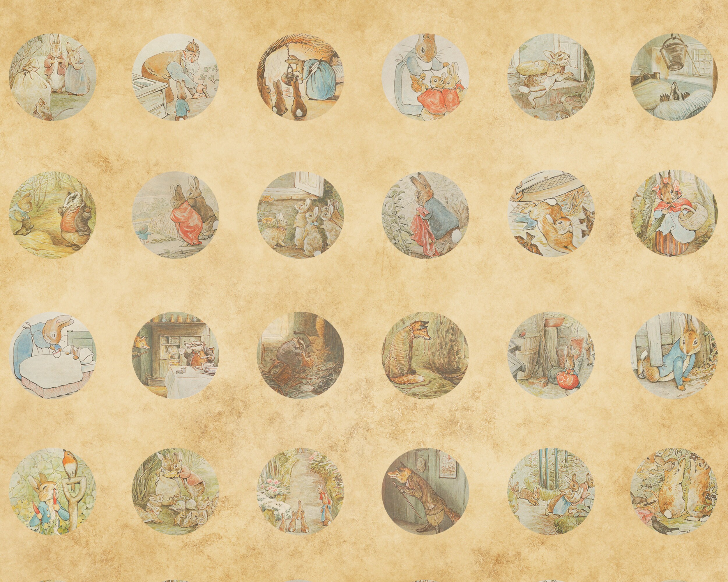 Peter Rabbit Digital Collage Sheet 1 Inch Round Circles INSTANT ...