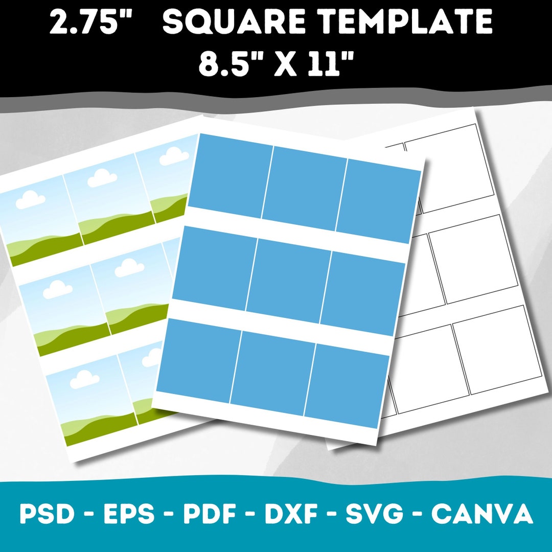 2.75 Inch Square Template, 2.75" Template in Psd, Eps, Pdf, Dxf and ...