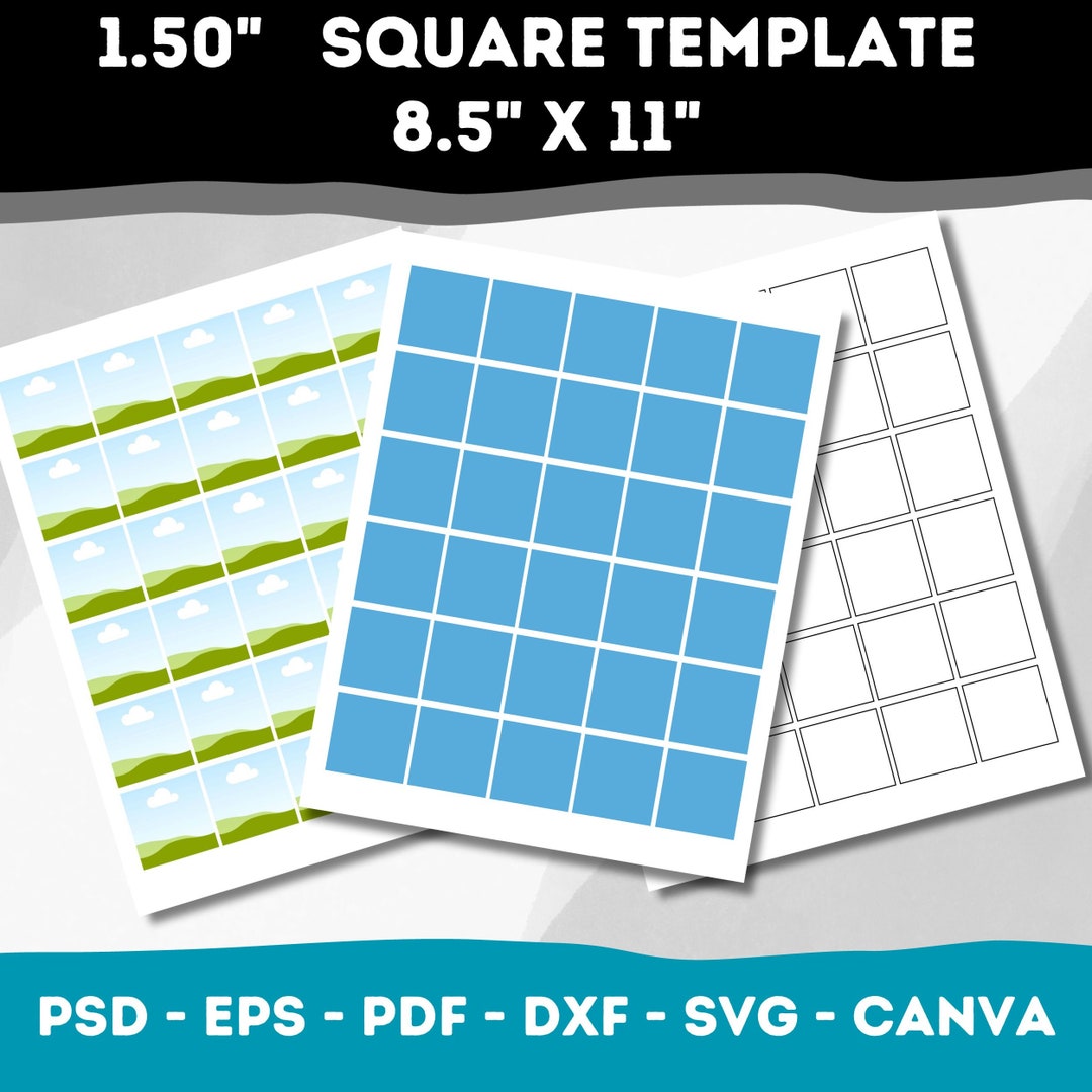 1.50 Inch Square Template, 1.50" Template in Psd, Eps, Pdf, Dxf and ...