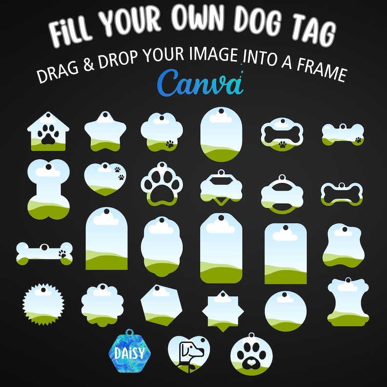 Fill Your Own Editable Dog Tag Canva Frame, Dog Tag Template,drag&drop ...