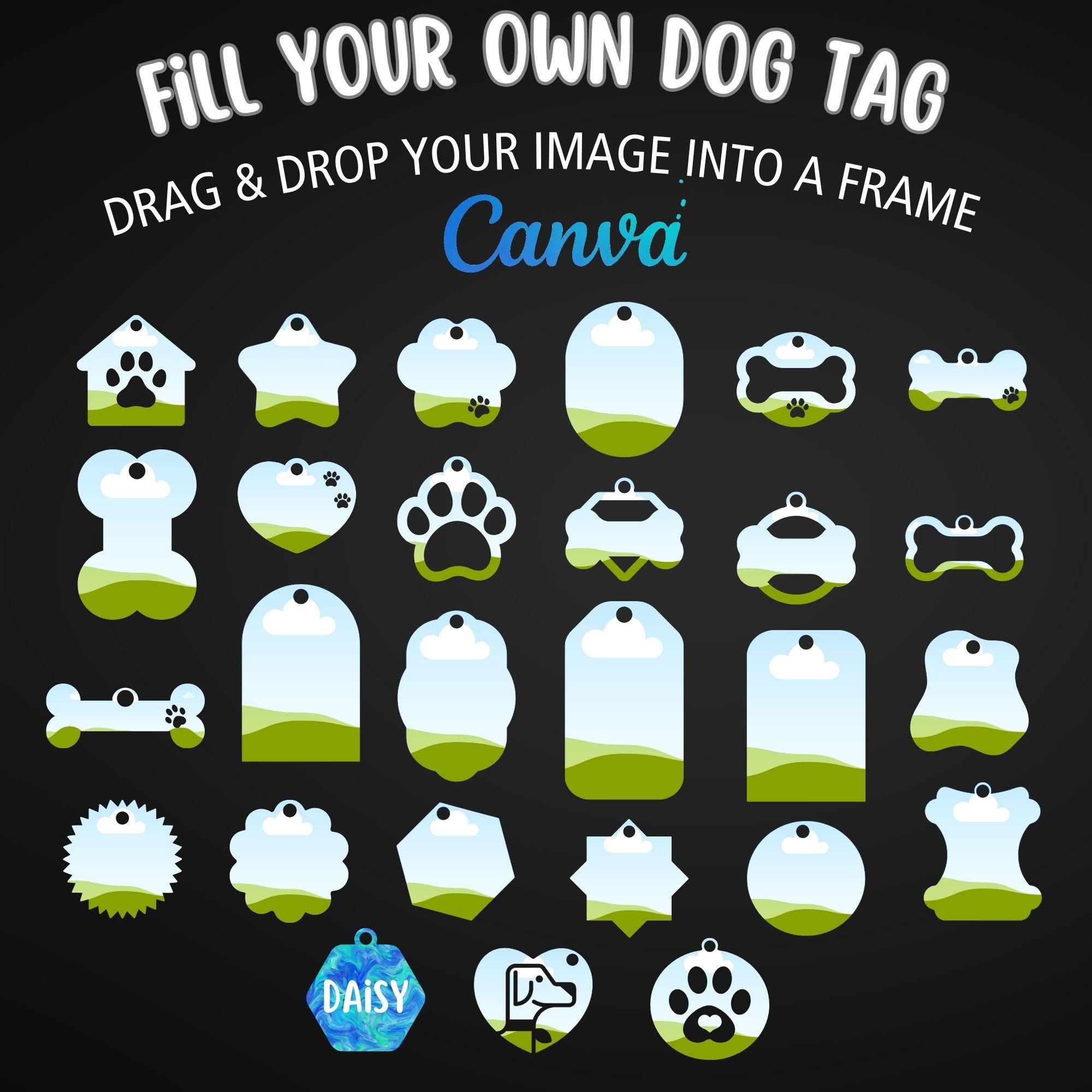 Fill Your Own Editable Dog Tag Canva Frame, Dog Tag Template,drag&drop ...