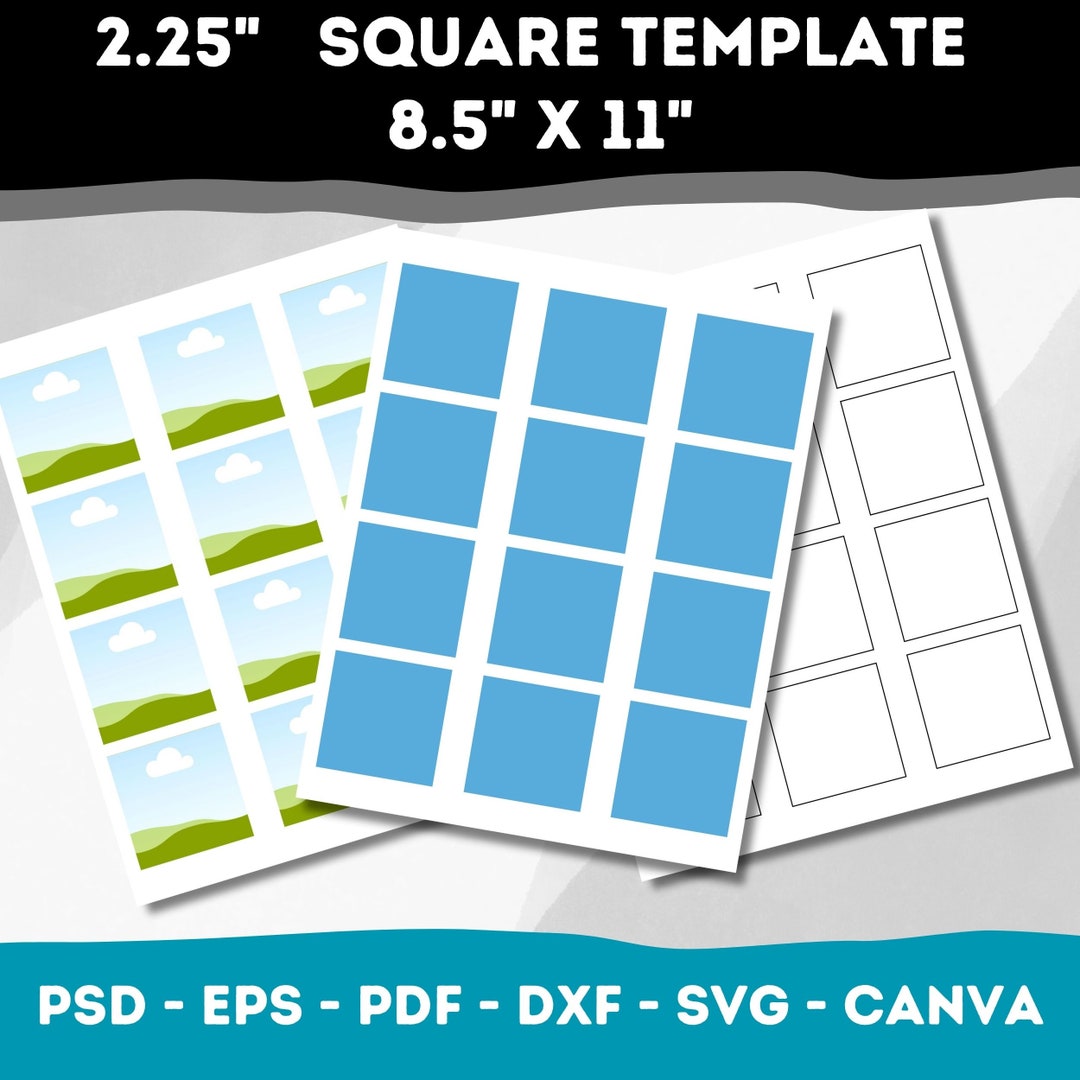 2.25 Inch Square Template, 2.25" Template in Psd, Eps, Pdf, Dxf and ...