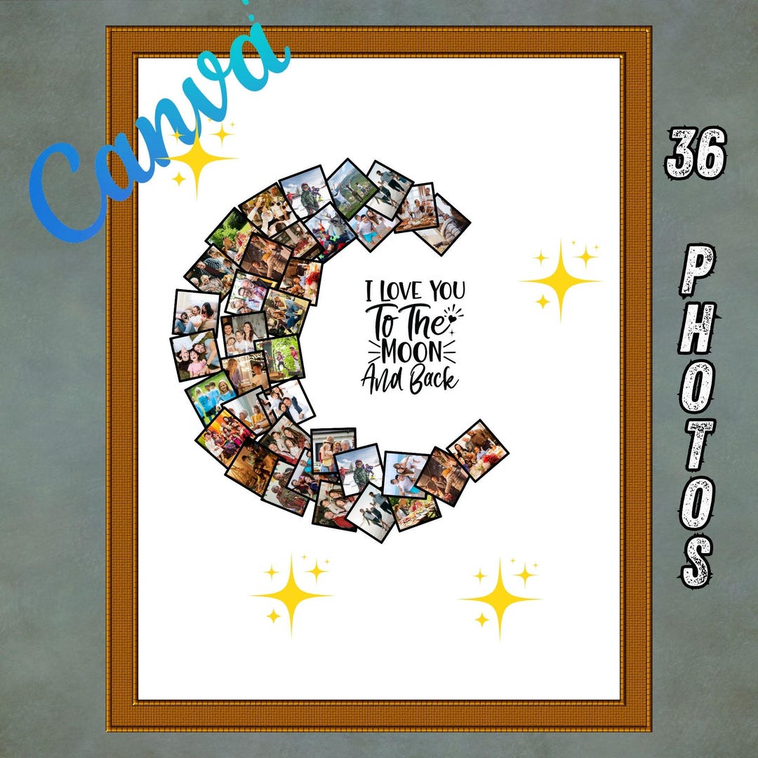 Moon Photo Collage Template | Moon Template | Crescent Moon Collage ...