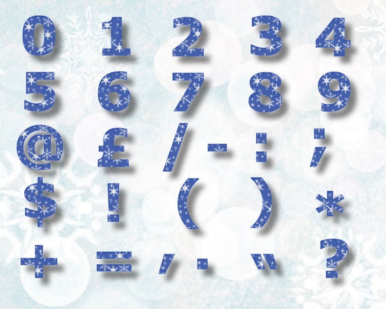 Snowflake Alphabet Letters Clip Art, Holiday Alphabet Font, Winter ...