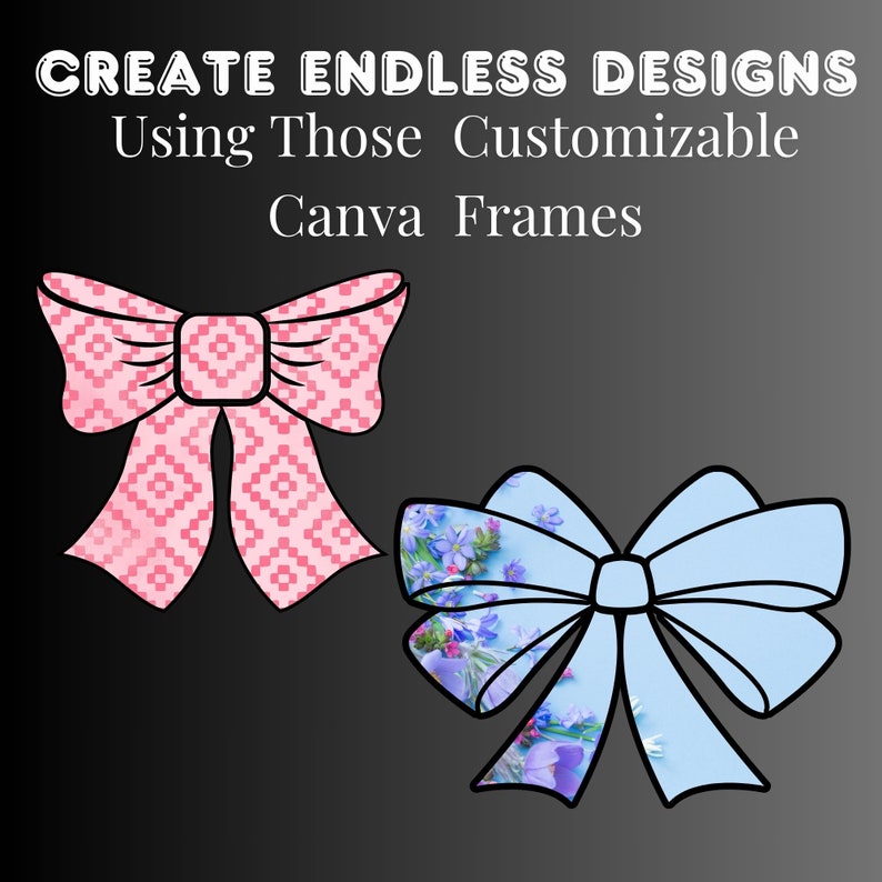 Fill Your Own Editable Ribbon Bow Canva Frame , Ribbon Bow Canva Frames ...