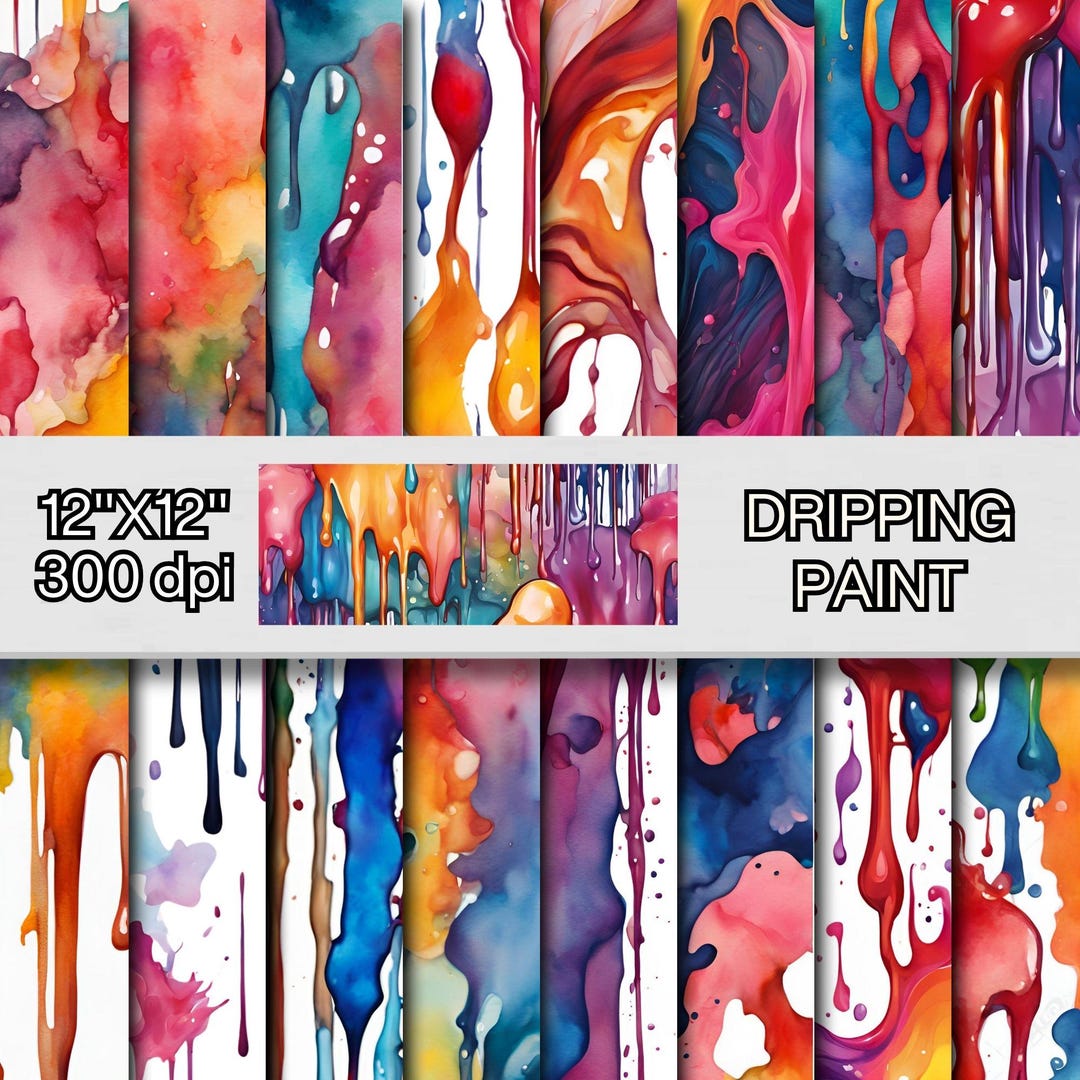 Dripping Paint Digital Paper Pack | Colorful Paint Splatter Backgrounds ...