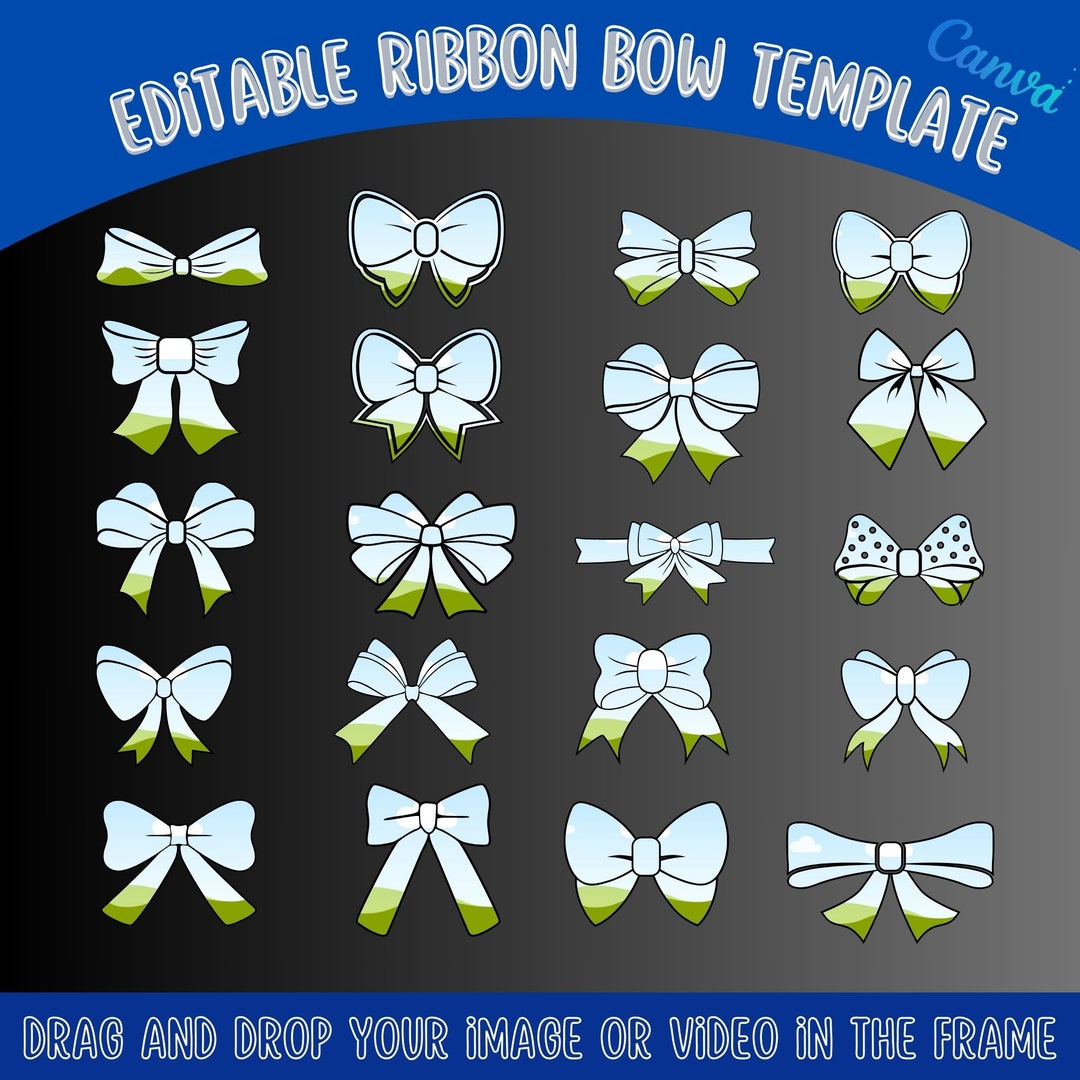 Fill Your Own Editable Ribbon Bow Canva Frame , Ribbon Bow Canva Frames ...