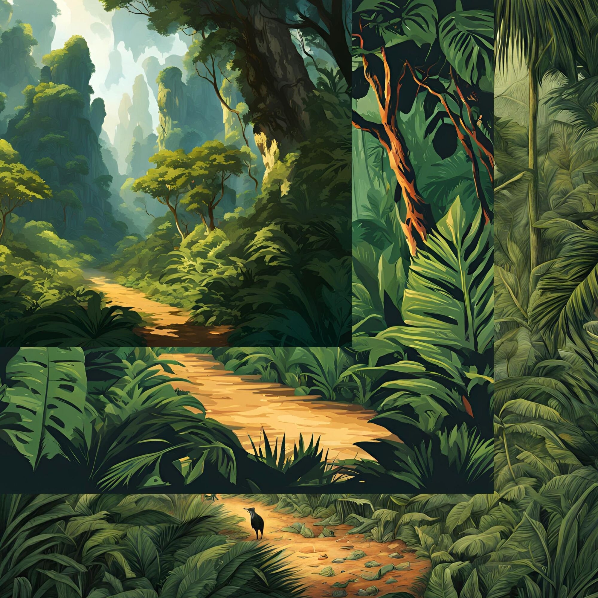 Jungle Digital Paper Pack, Tropical Forest Pattern , Nature Backgrounds ...