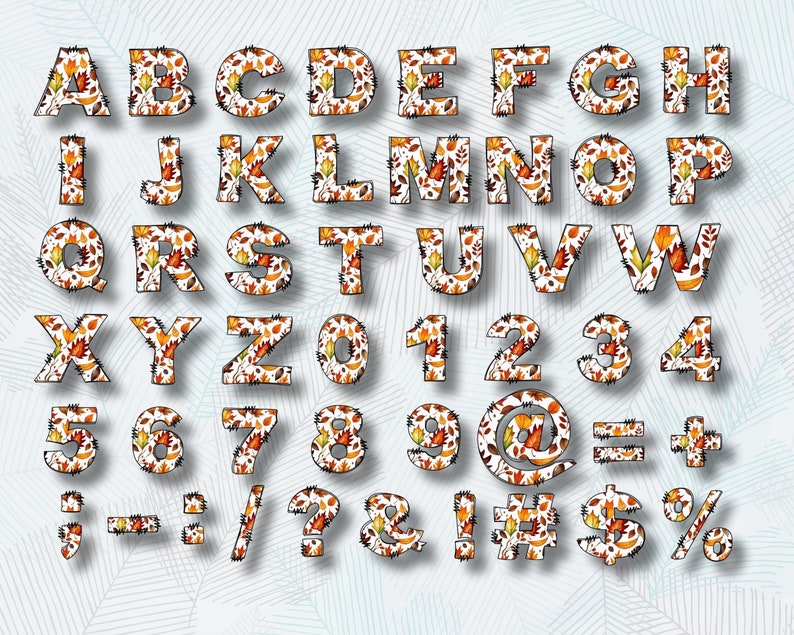 Fall Doodle Alphabet Letters SVG, Alpha Doodle, Autumn Themed Alpha PNG ...