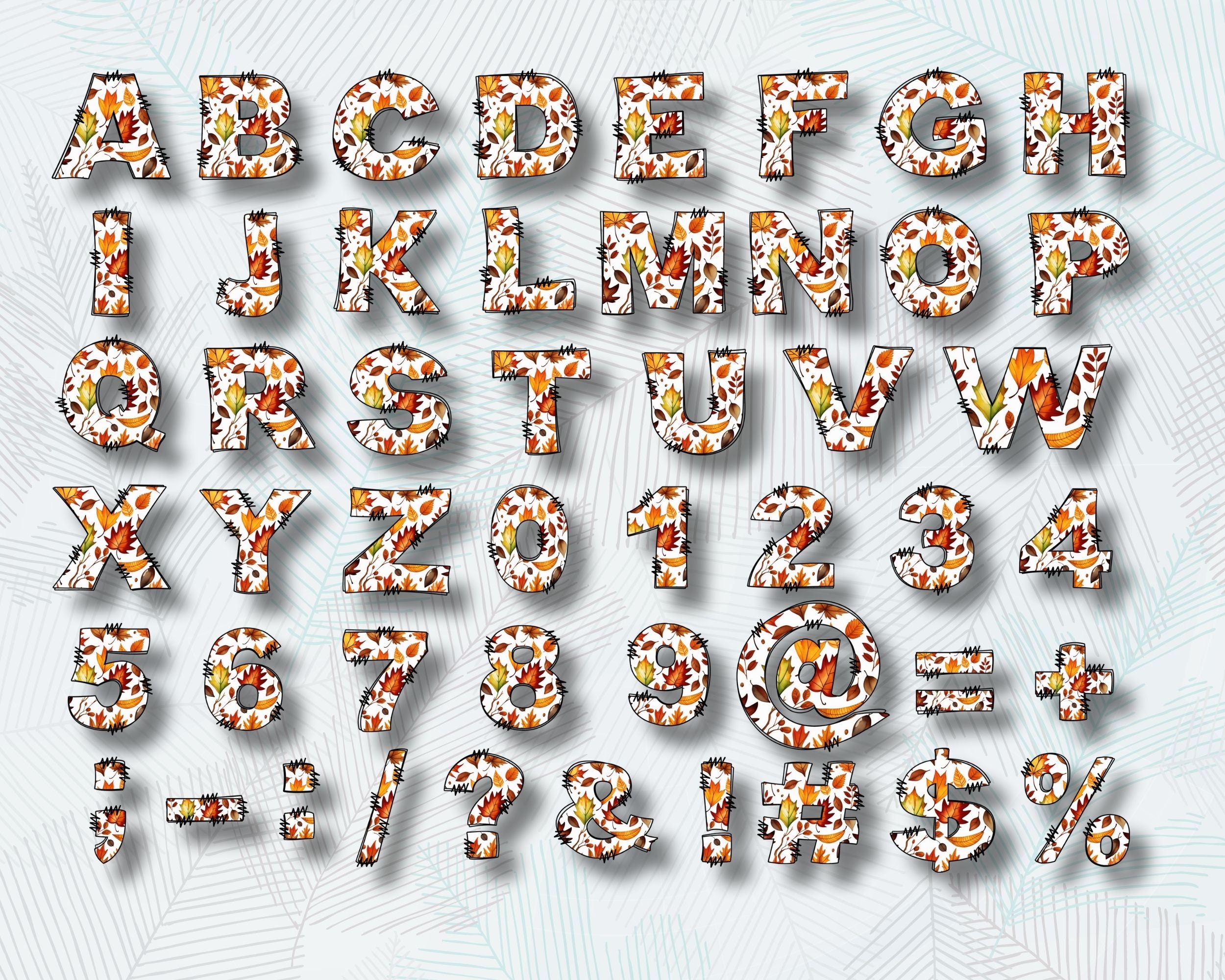 Fall Doodle Alphabet Letters SVG, Alpha Doodle, Autumn Themed Alpha PNG ...