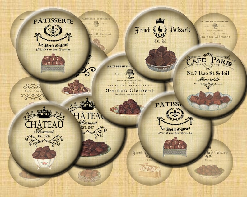 Chocolate Digital Collage Sheet - Instant Download Printable French ...