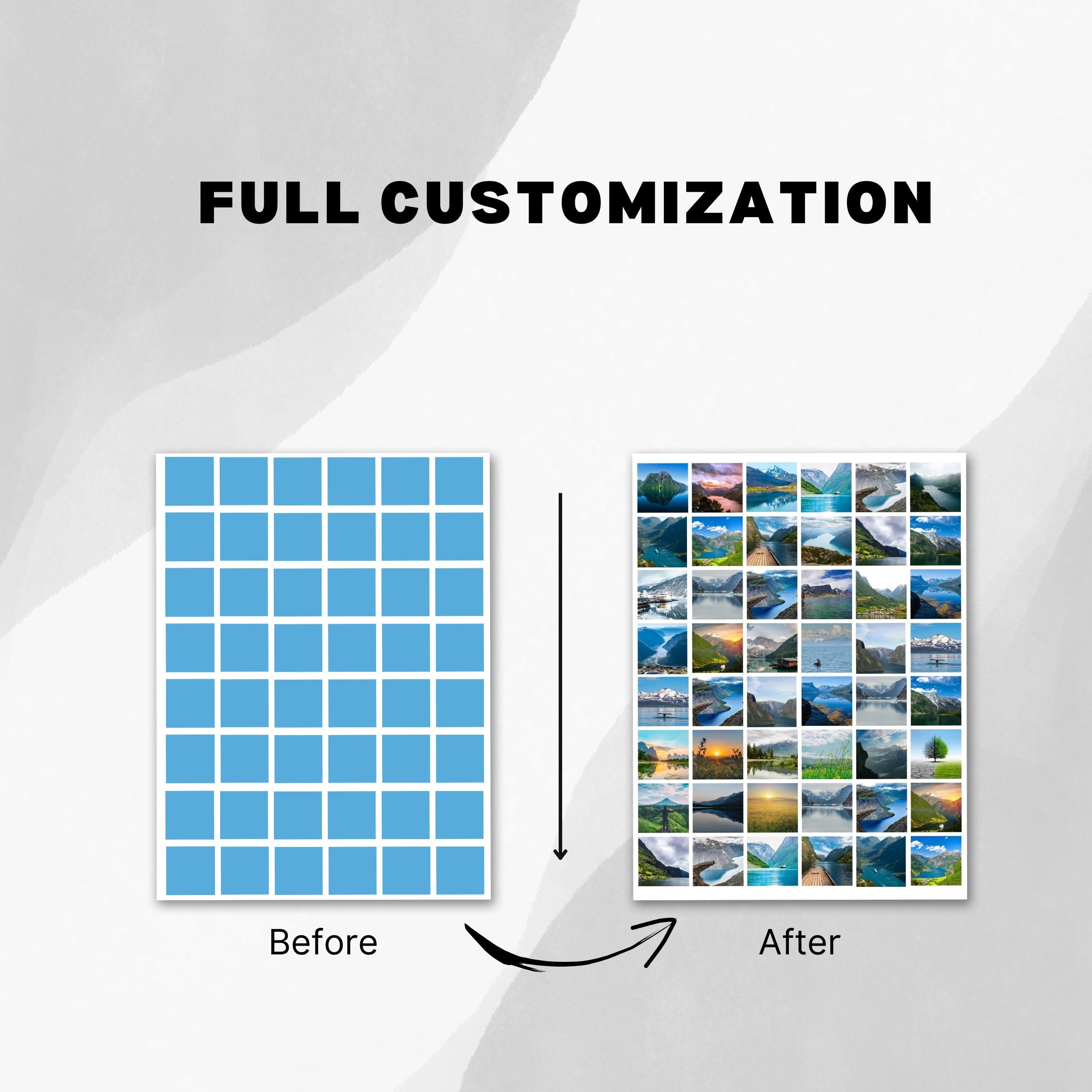 Square Collage Sheet Template Bundle, 13 Sizes Square Template, 8.5X11 ...