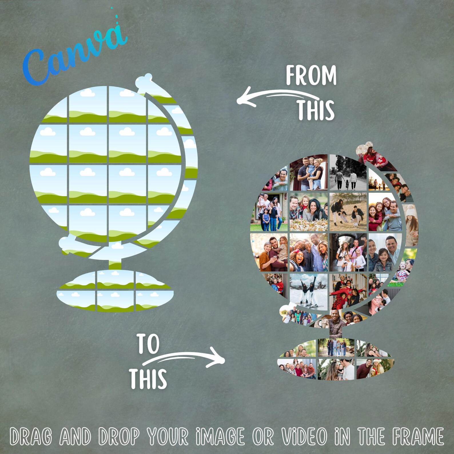 Globe Photo Collage Template | Globe Template | School Globe Collage ...