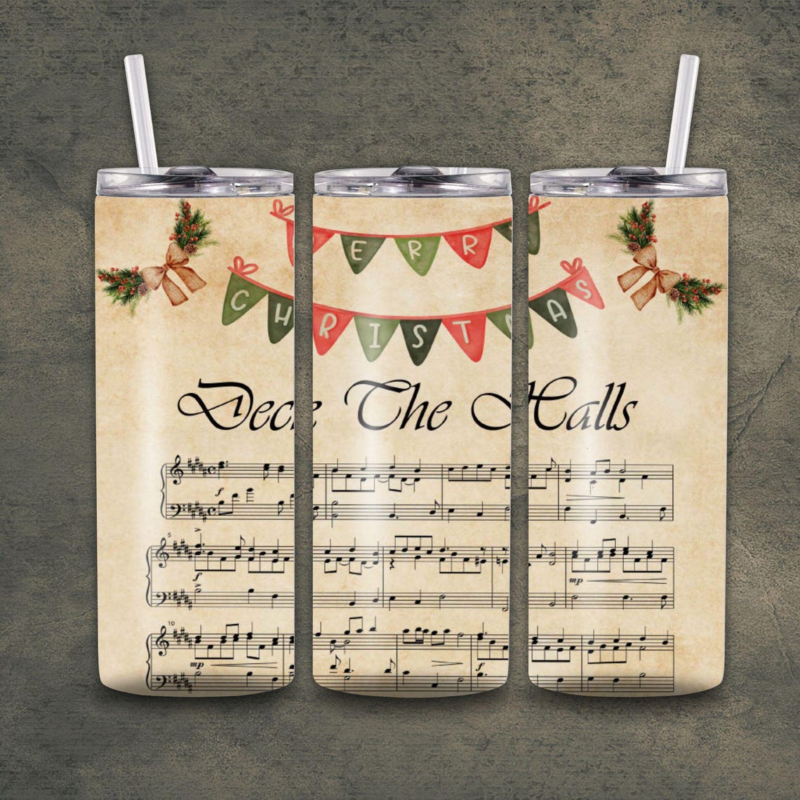 Vintage Christmas Sheet Music Digital Paper Pack 8.5"x11", Festive ...