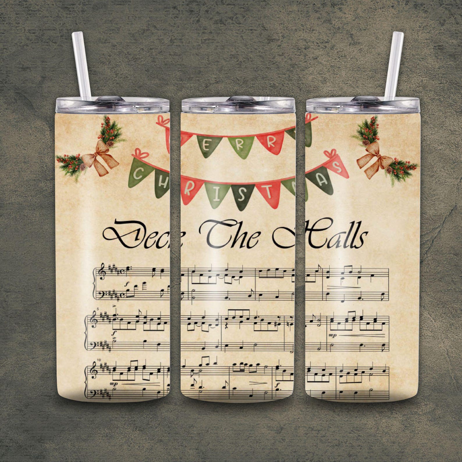Vintage Christmas Sheet Music Digital Paper Pack 8.5"x11", Festive ...