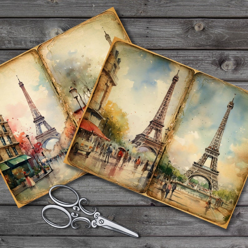 Vintage Paris Themed Junk Journal Pages Kit - Eiffel Tower Journal for ...