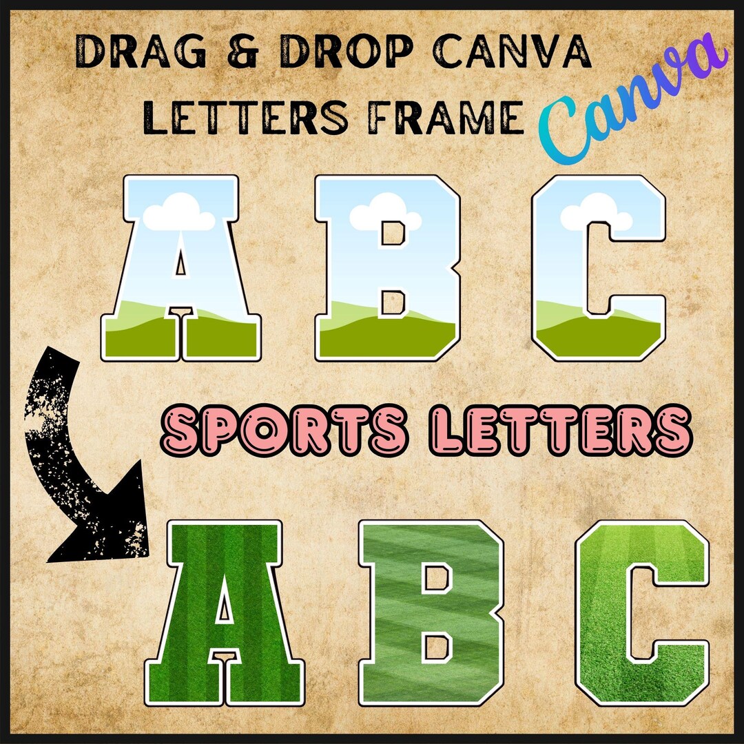 Editable Canva Frame Varsity Alphabet Template , Frame Sports Digital ...