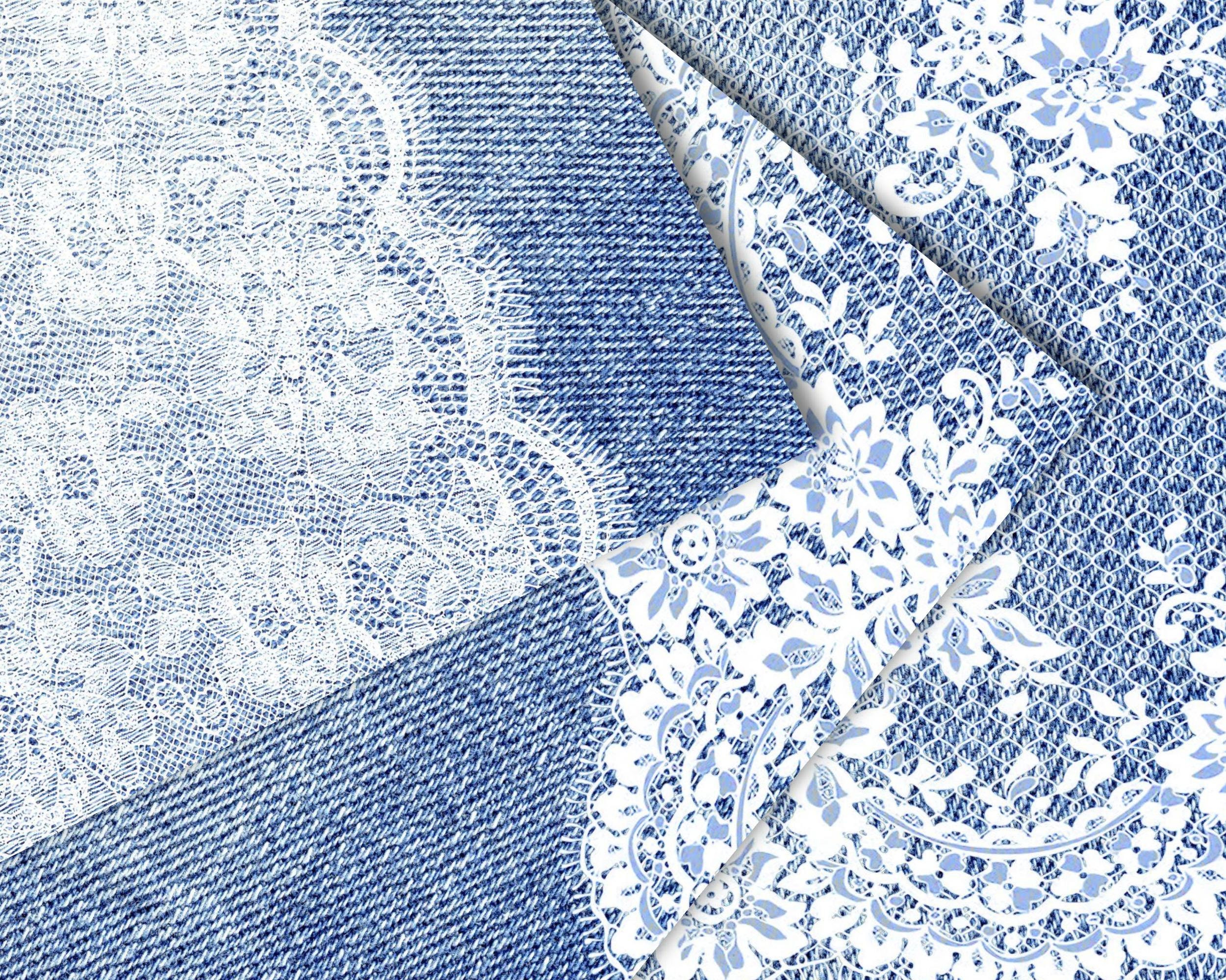 Denim & Lace Textured Digital Papers, Washed Denim Digital Background ...