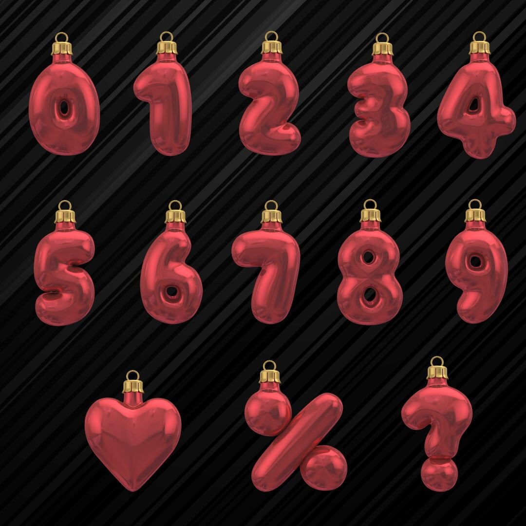 3D Red Christmas Alphabet Letters Set, Holiday Banner Letters, Xmas ...