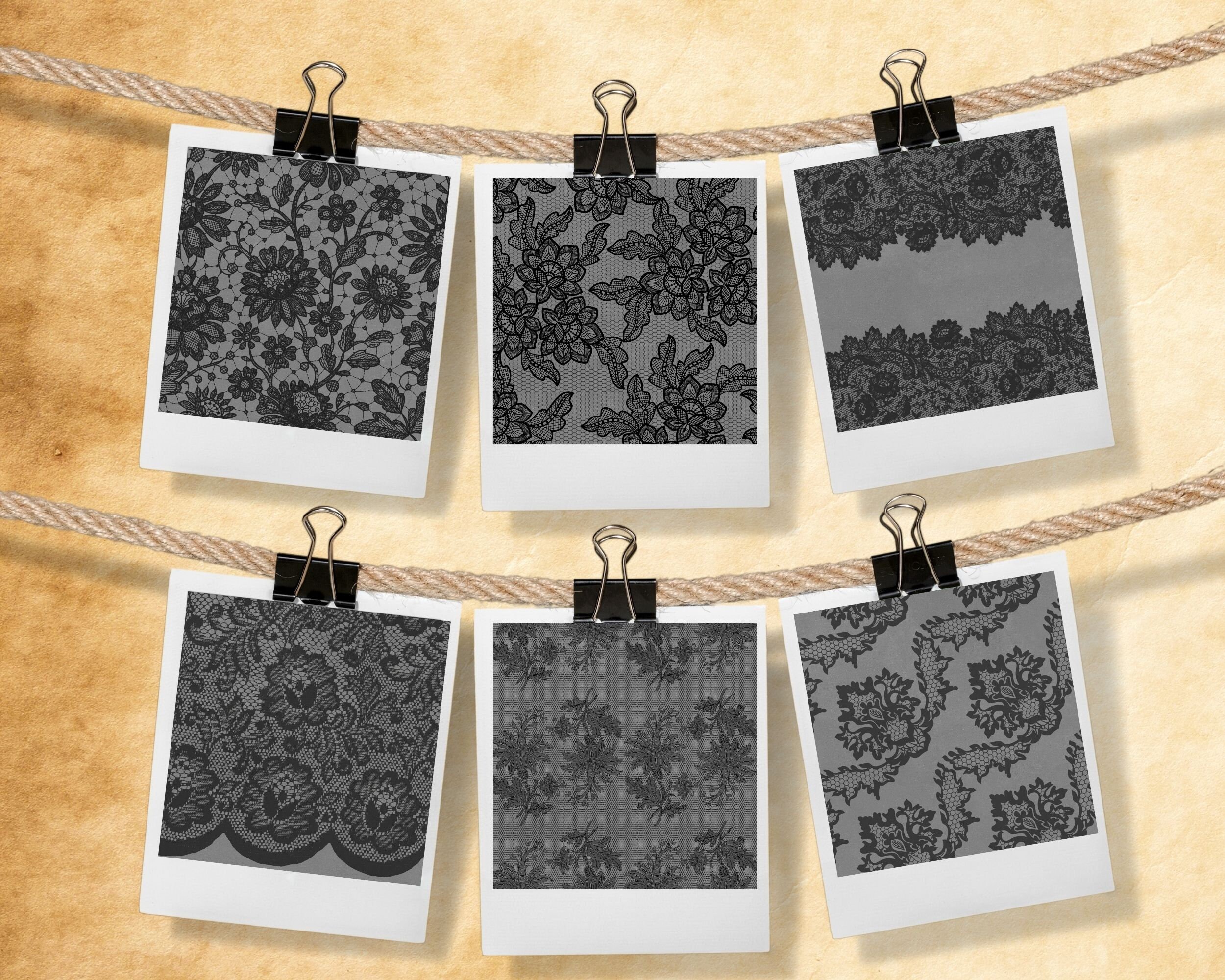 Black Lace Digital Paper Pack Vintage Lace Pattern Digital Background ...