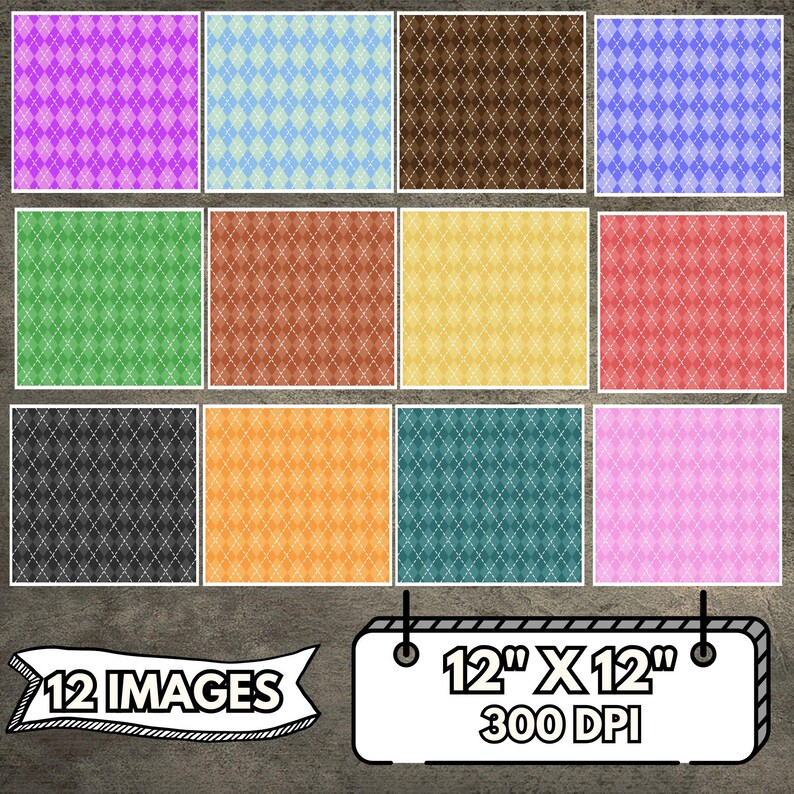 Diamond Pattern Digital Paper Pack, Geometric Scrapbook Paper Set ...