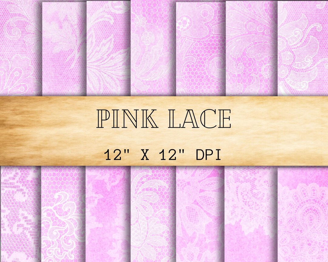 Pink Lace Digital Paper Pack - Valentines Day Digital Paper - Lace ...
