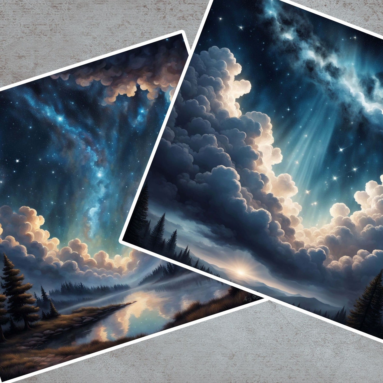 Watercolor Colorful Cloudy Skies Digital Paper Pack,cloud and Sky ...