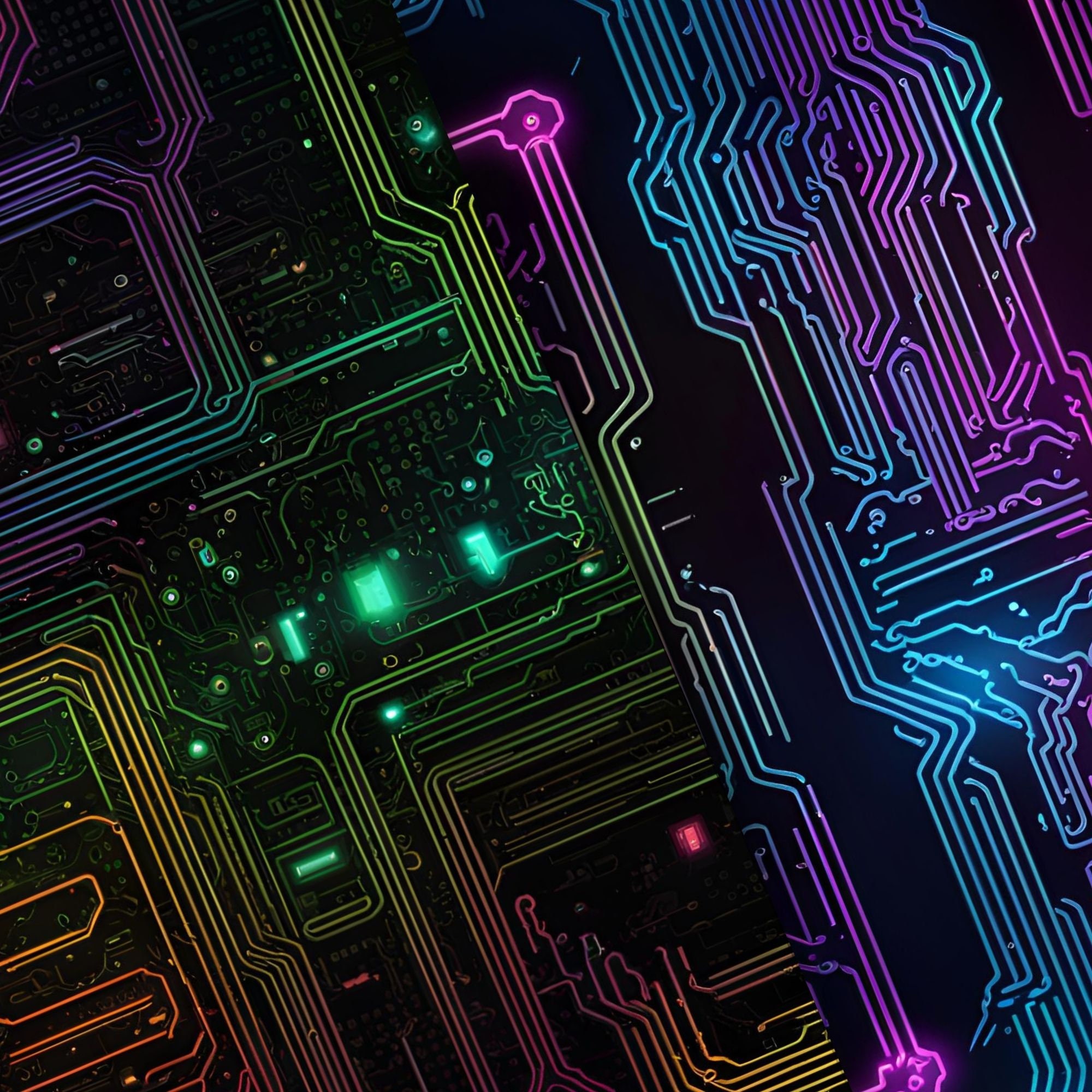 Circuit Board Digital Paper Pack,neon Circuit Board Pattern Backgrounds ...