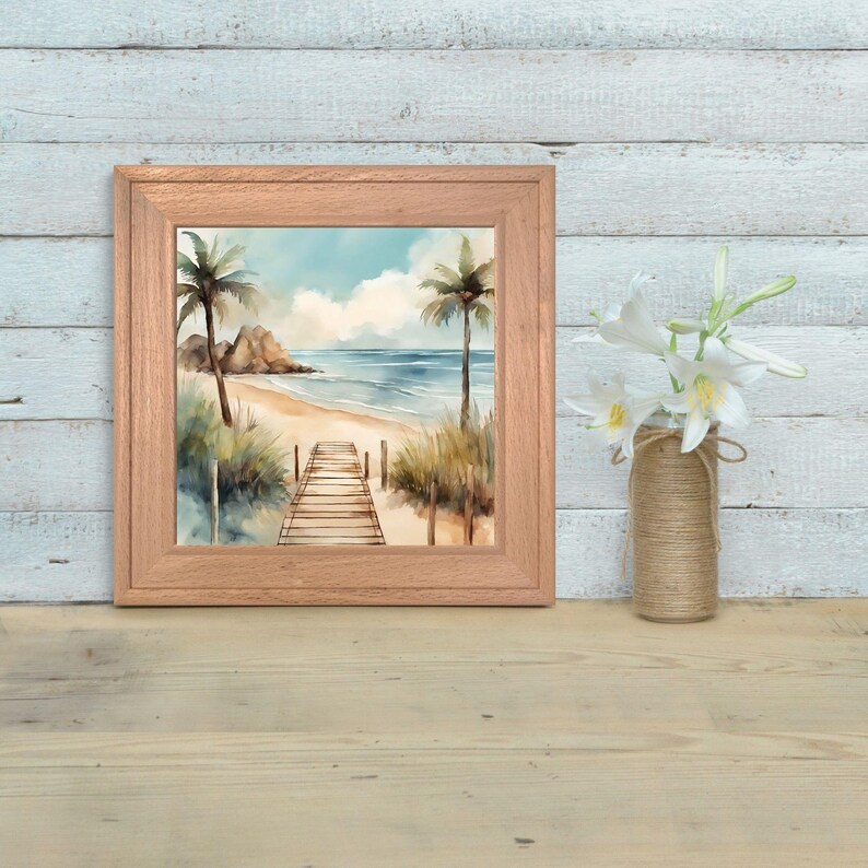 Watercolor Calm Seashore Digital Paper Pack, Summer Beach Digital ...