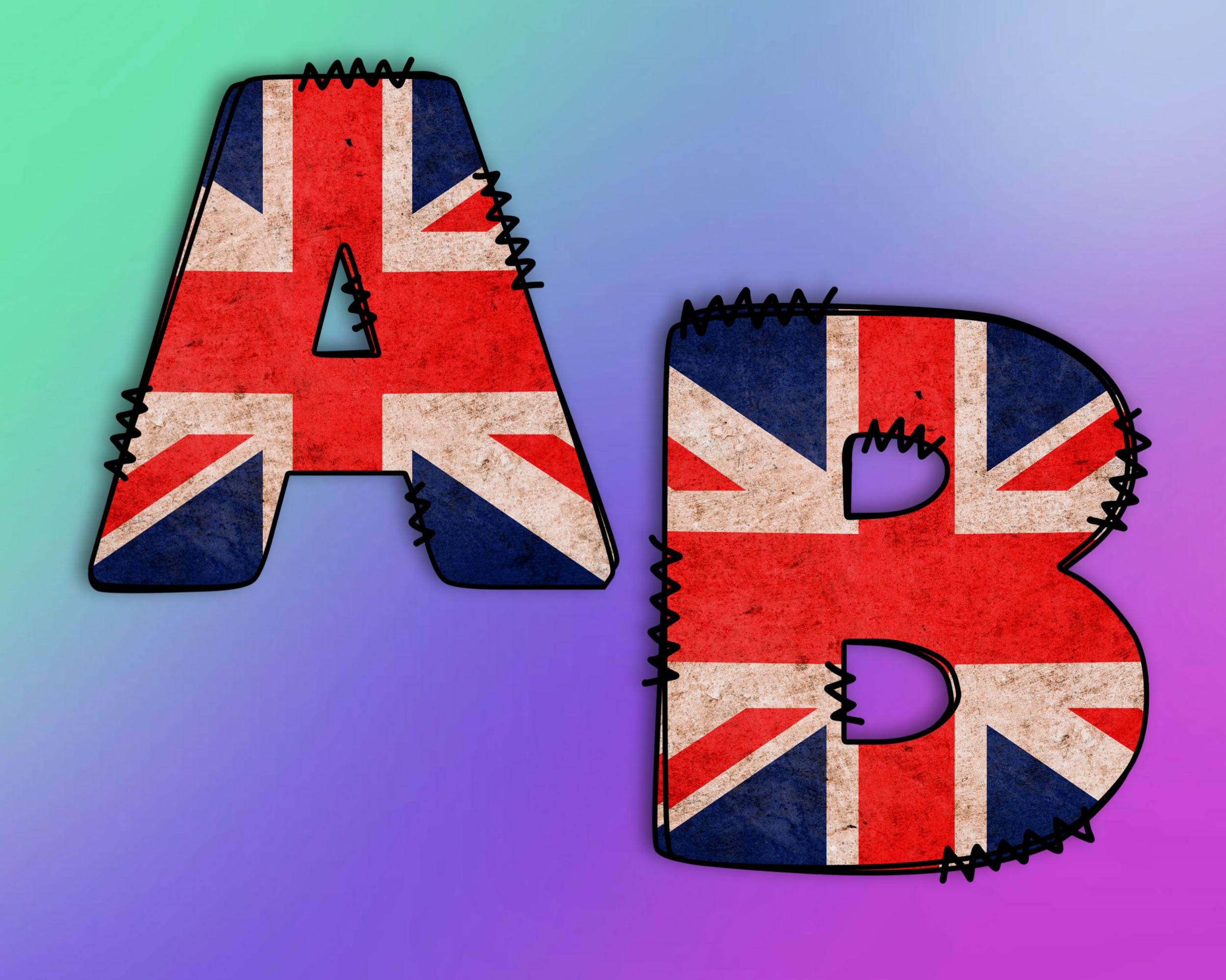 United Kingdom Flag Doodle Letters , Vintage United Kingdom Flag ...